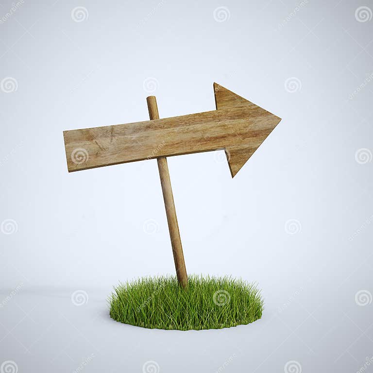 Empty Arrow Sign Made Out of Wood on a Patch of Gr Stock Illustration ...
