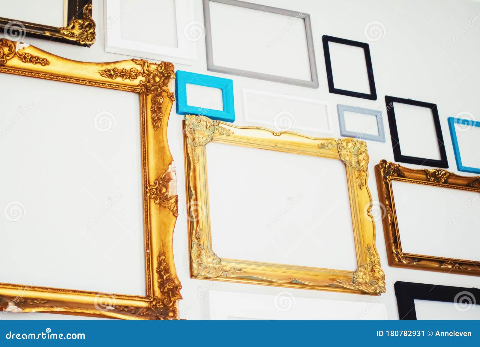 Empty Art Frames on Gallery Wall, Decor and Design Stock Image - Image ...
