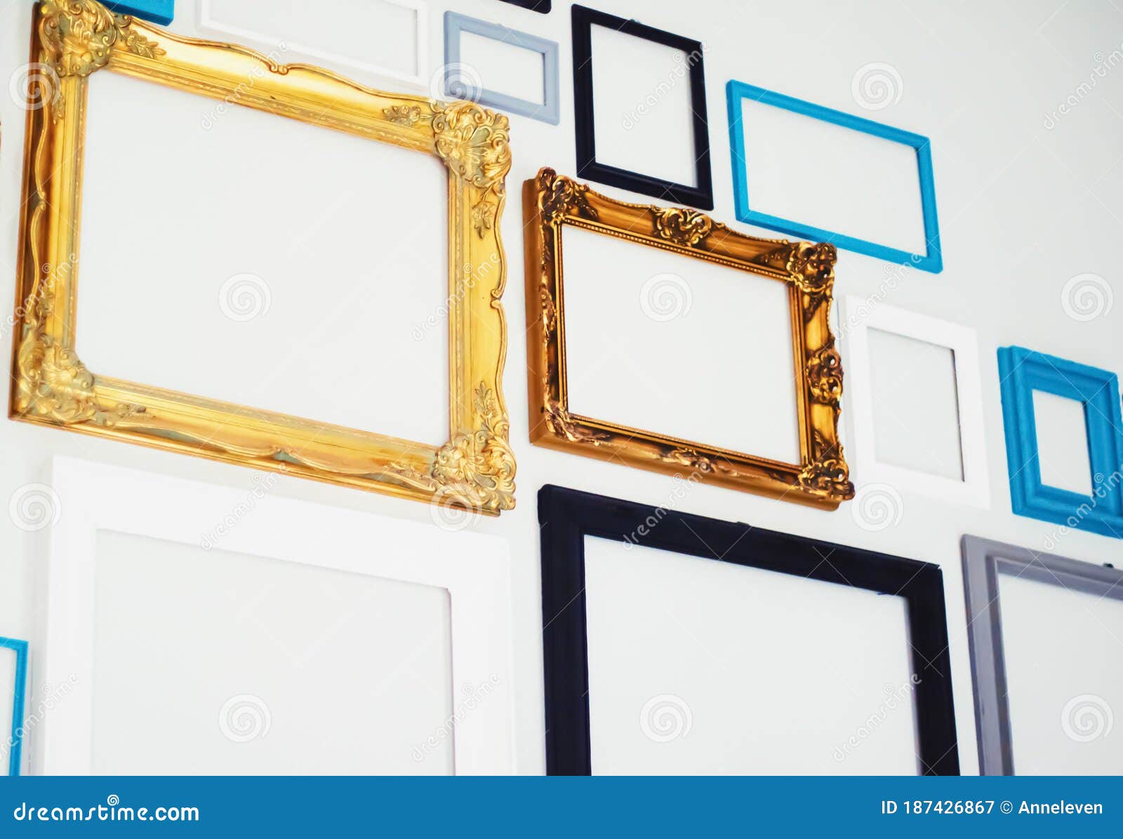 Empty Art Frames on Gallery Wall, Decor and Design Stock Image - Image ...