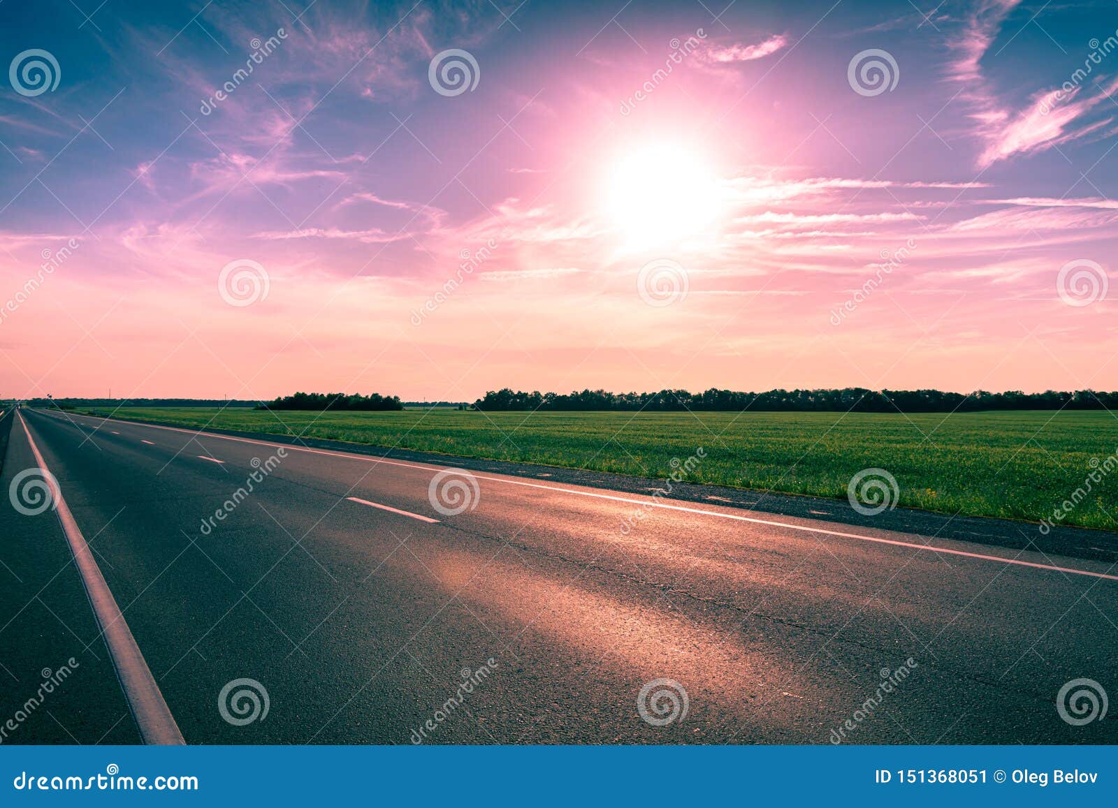 Empty Asphalt Highway Against the Bright Sun at Sunse Stock Image ... Empty Asphalt Highway Against the Bright Sun at Sunse Stock Image ...