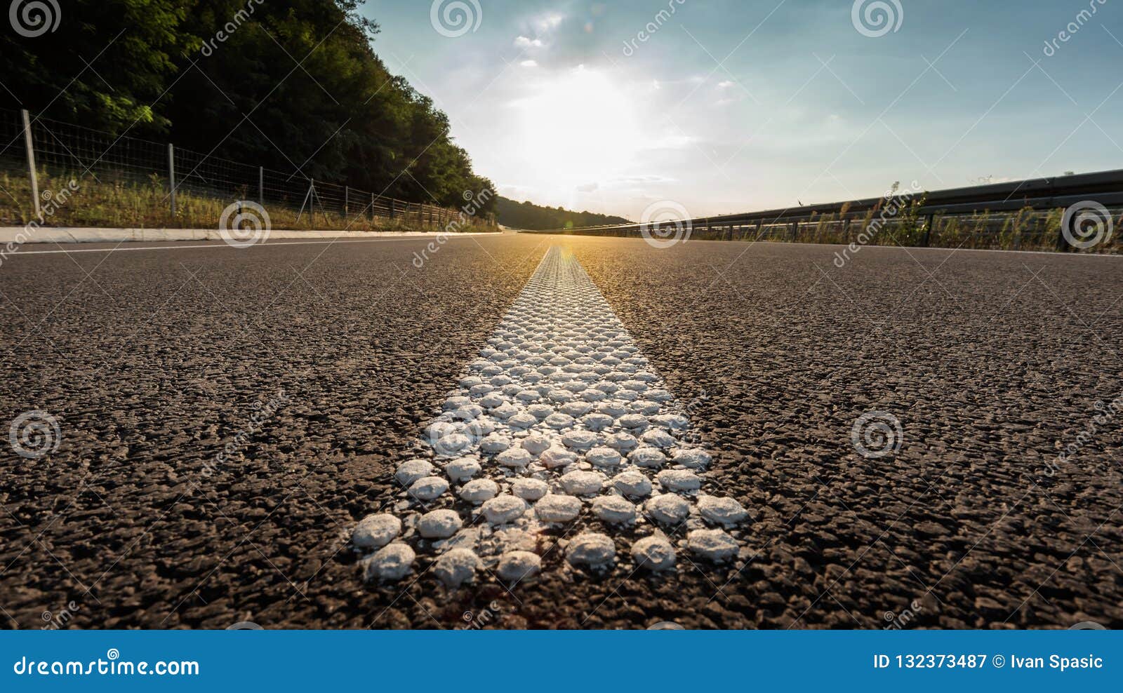 Empty Highway Road Close Up Stock Image - Image of cloudy, blue: 132373487