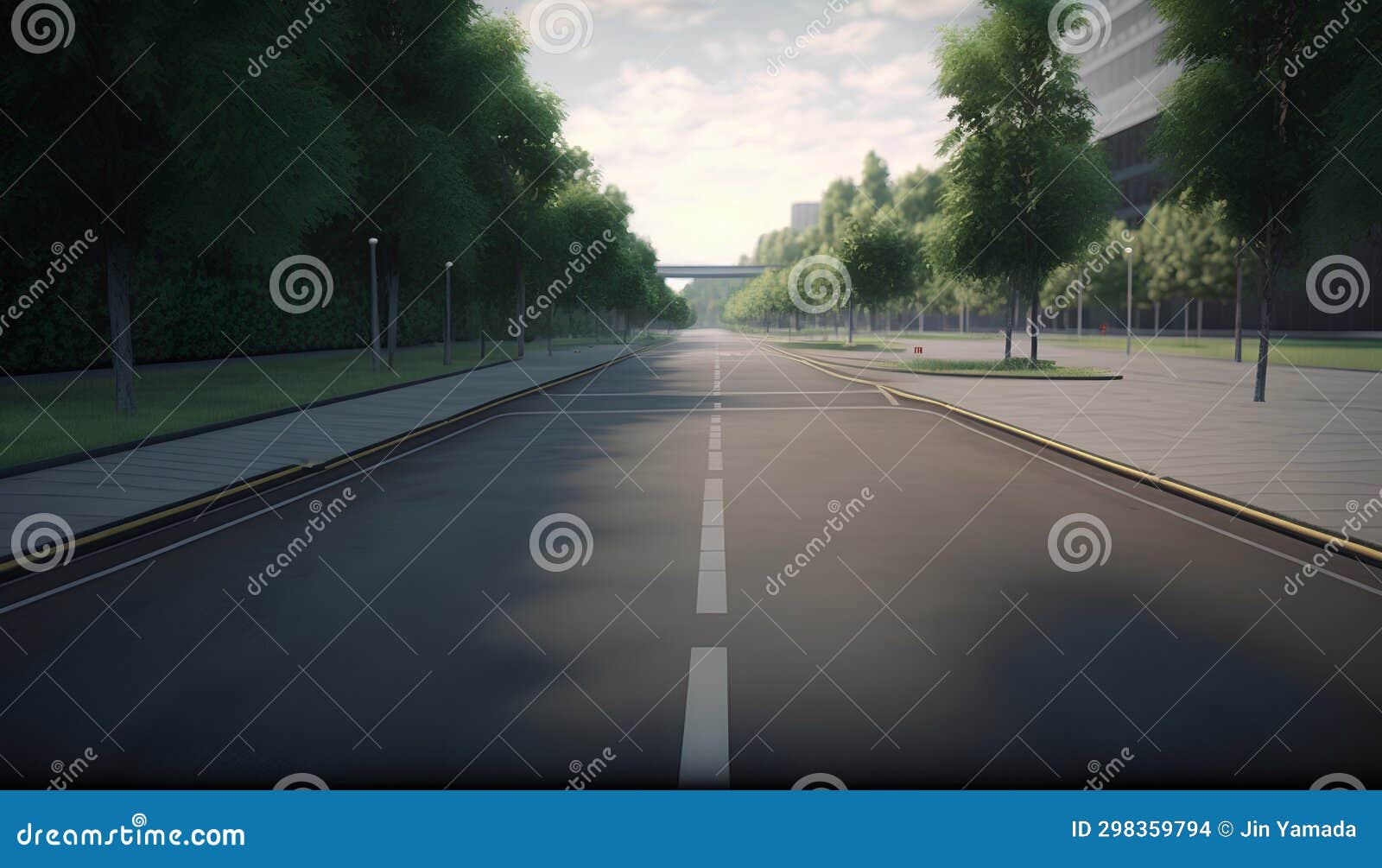 Empty Asphalt Road in the City, Perspective View. 3d Rendering Stock ...