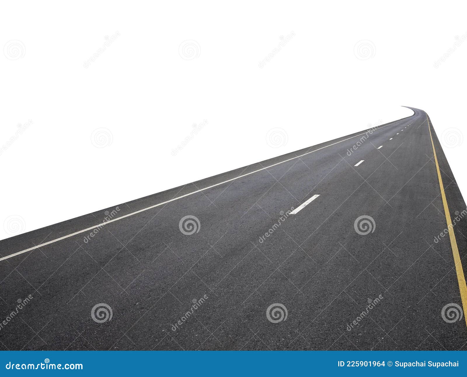 Empty Asphalt Road Isolated on White Background Stock Photo - Image of ...