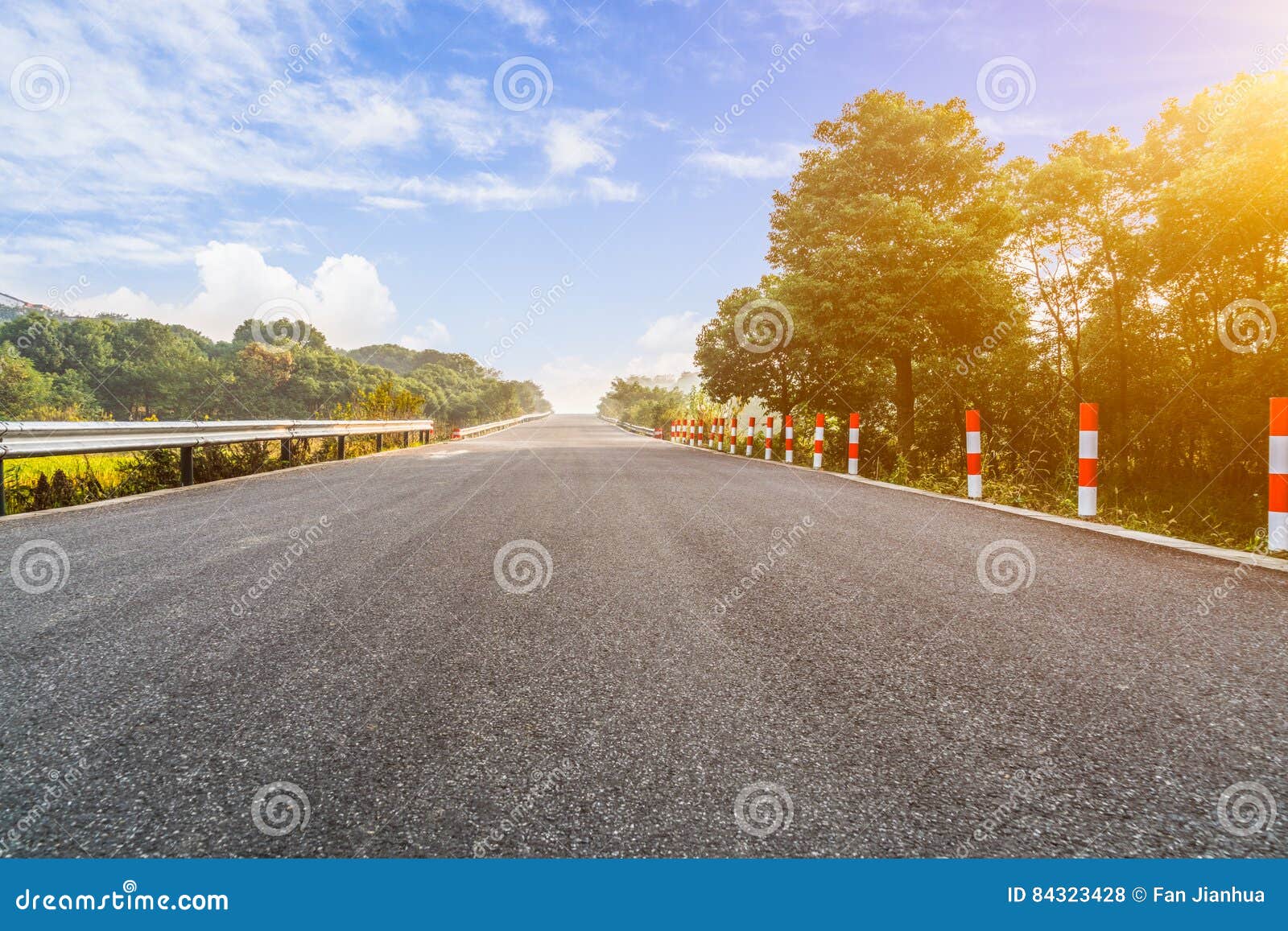 Empty Asphalt Road through Modern City Stock Photo - Image of backdrop ...