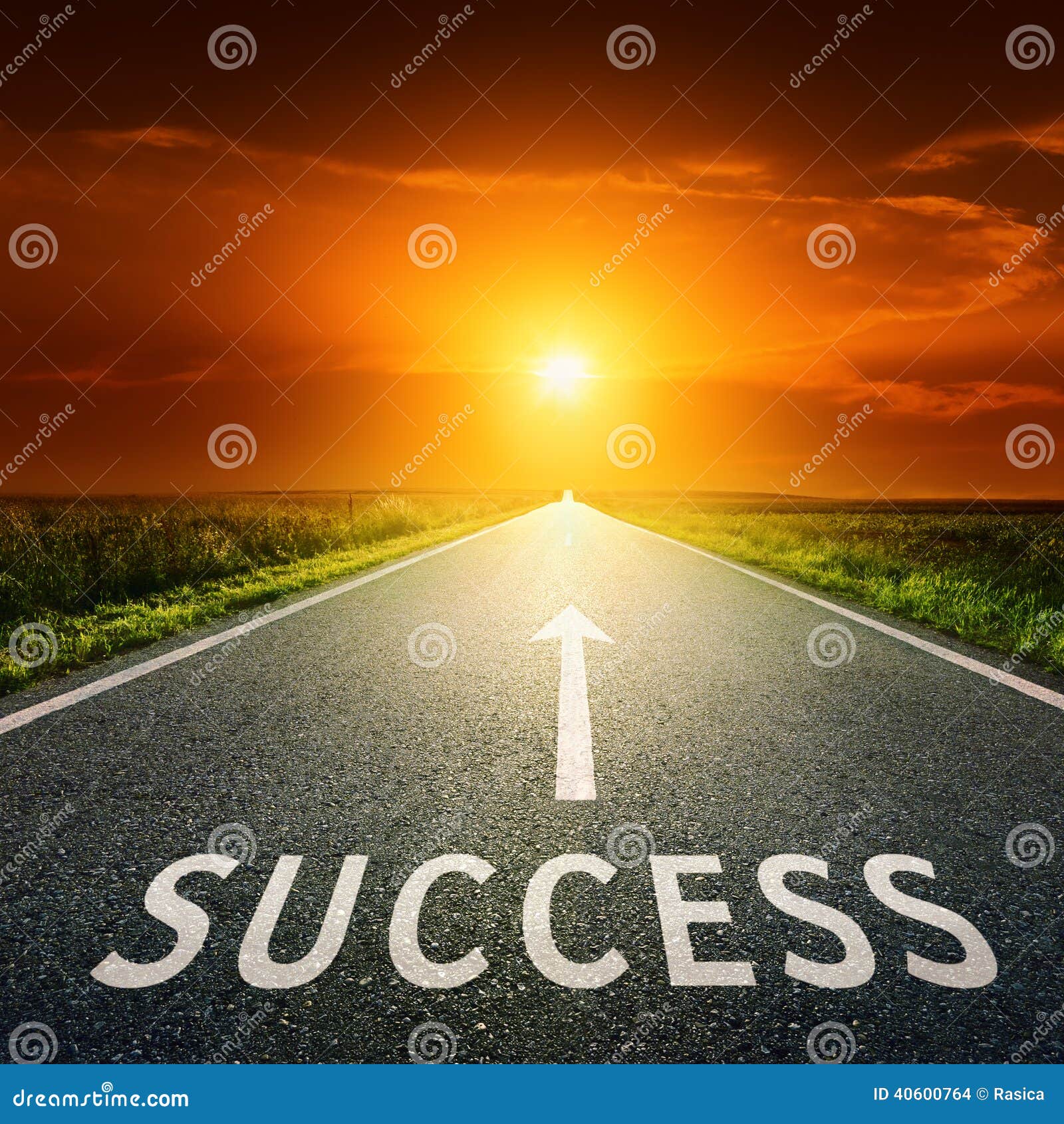 Empty Asphalt Road and Sign Symbolizing Success Stock Photo - Image of ...