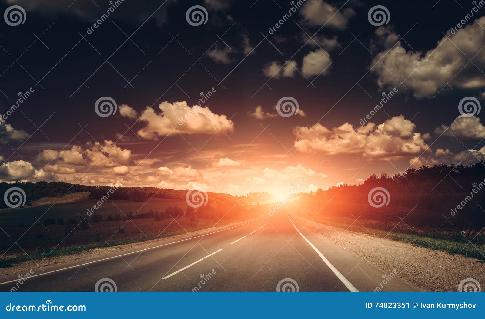 Empty Asphalt Road at Sunset. Beautiful Nature Landscape Stock Image ...