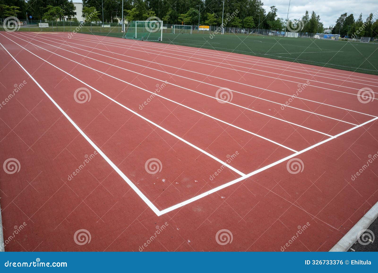 Empty Athletes Running Track Outdoors Stock Photo - Image of compete ...
