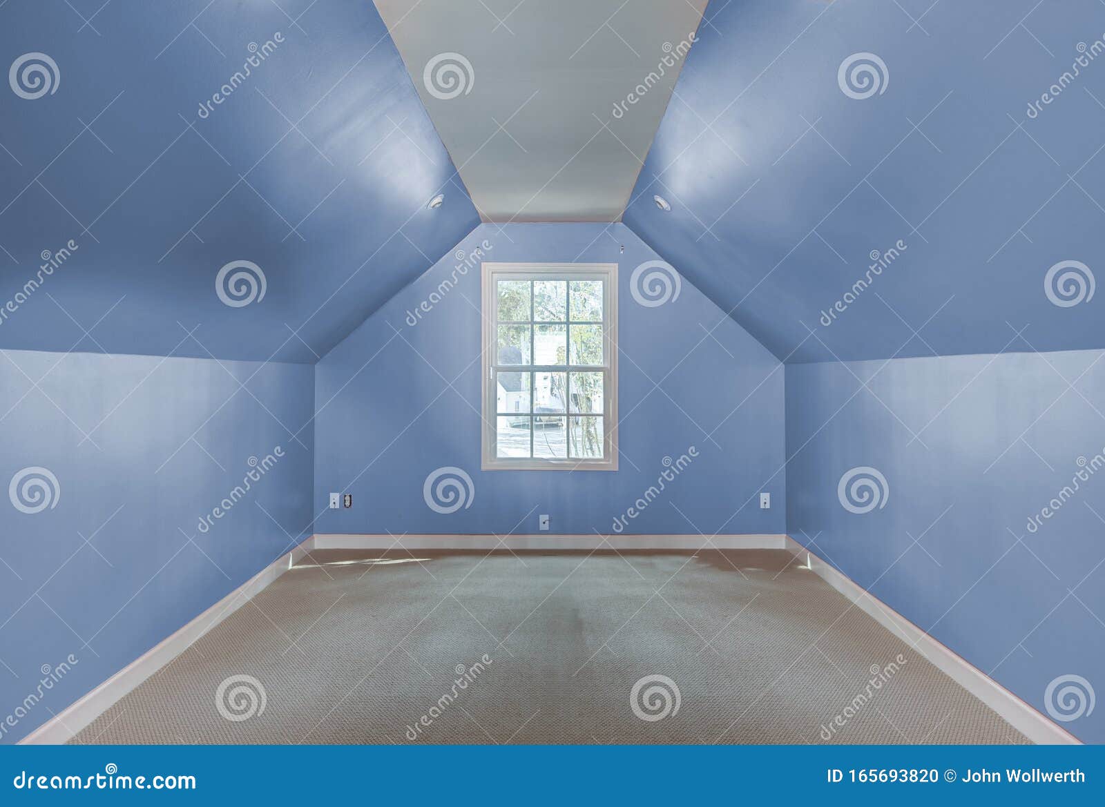 Empty Attic Bedroom or Spare Room Stock Photo - Image of lighting ...