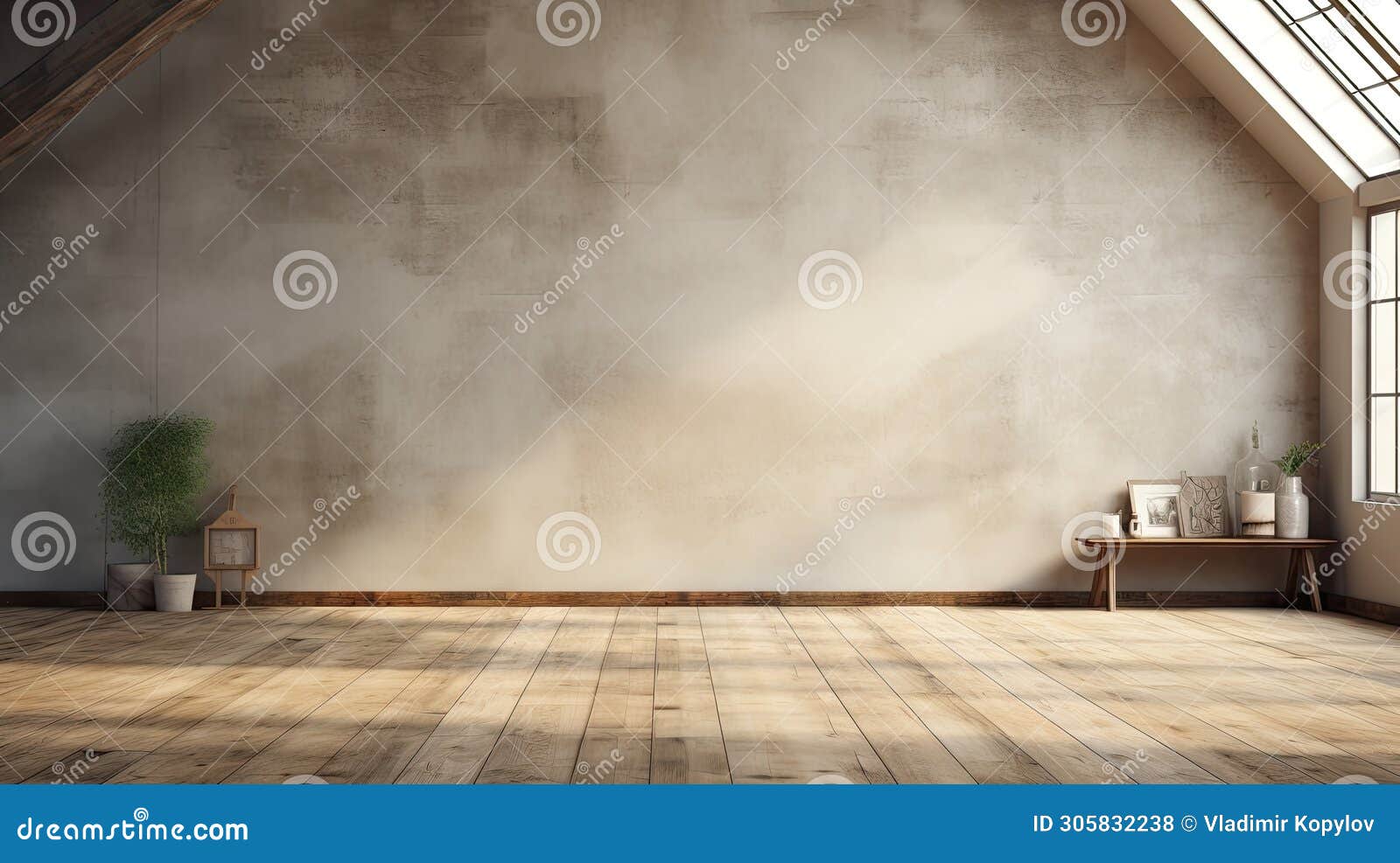 An Empty Attic Floor Made in Loft Style Stock Illustration ...