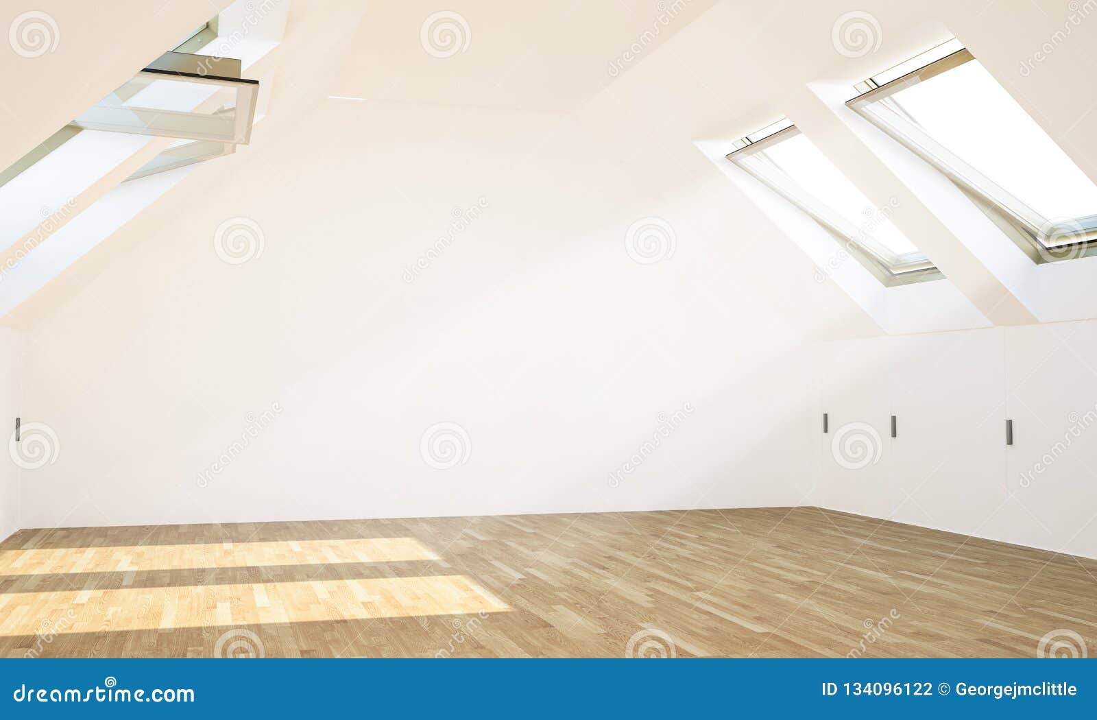 Empty attic room stock photo. Image of bedroom, cozy - 134096122