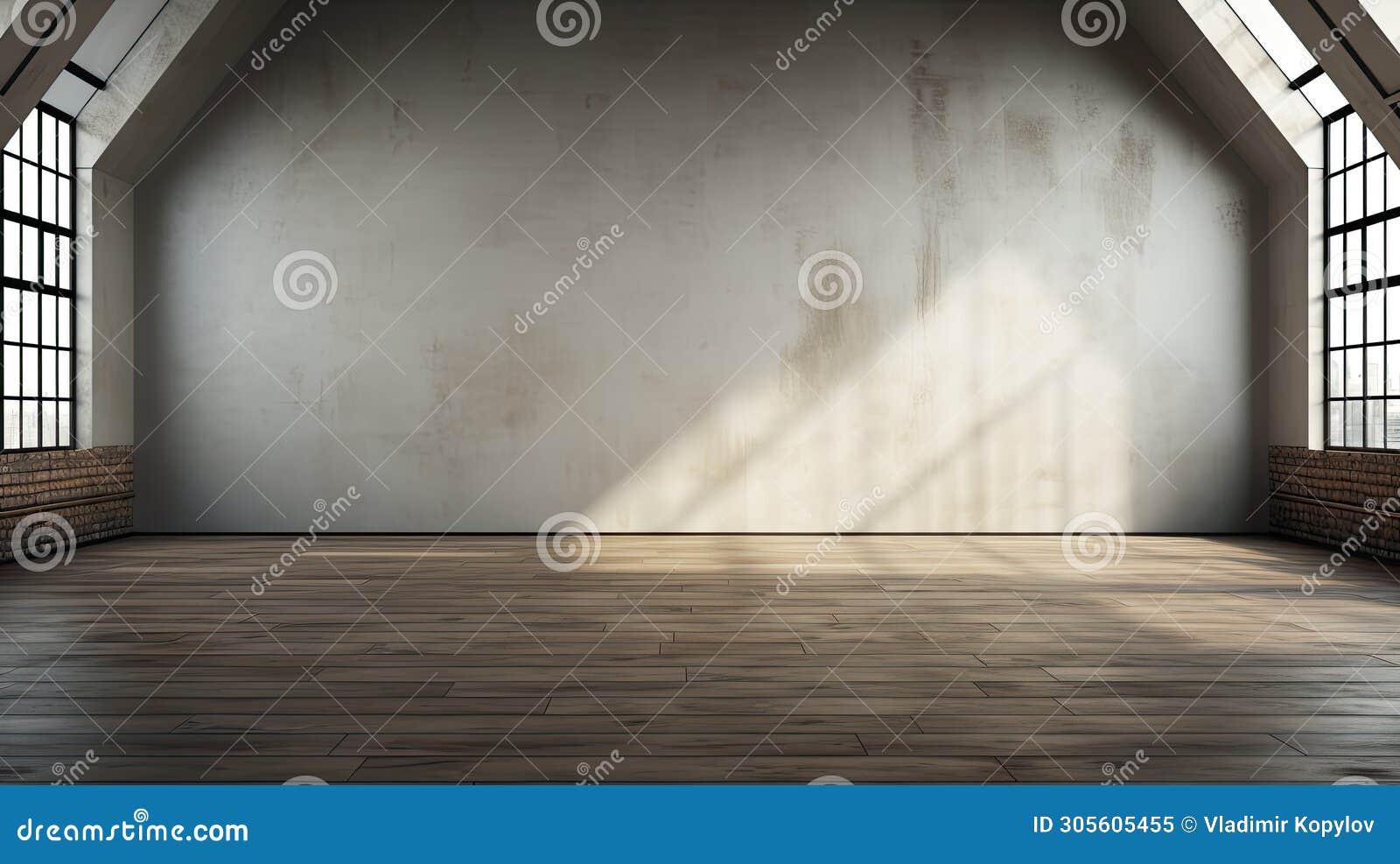 An Empty Attic Room Designed in Loft Style Stock Illustration ...