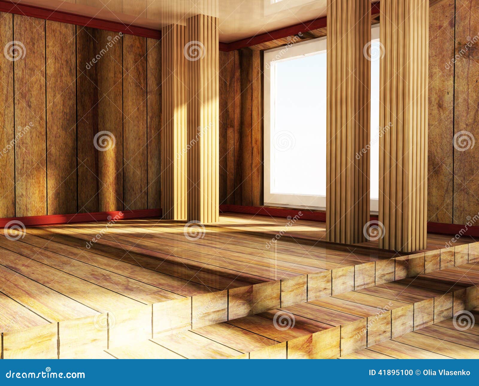 Empty attic wooden room stock illustration. Illustration of podium ...