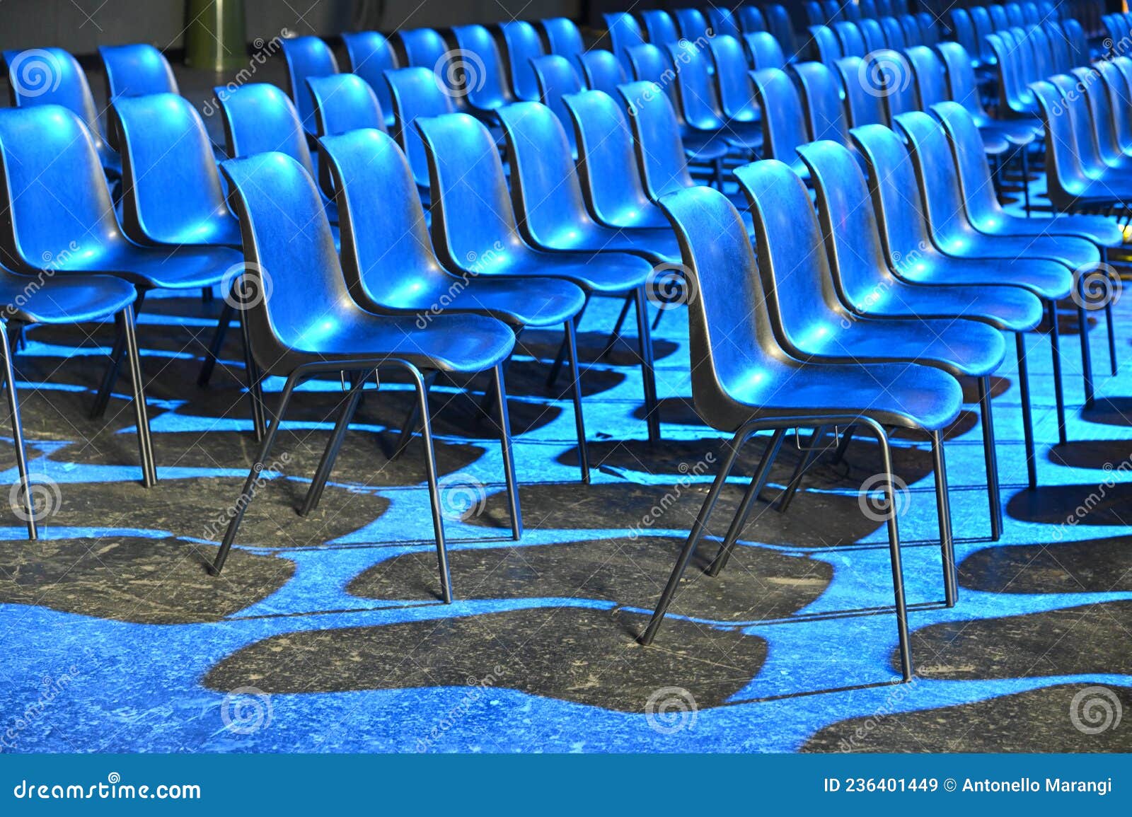 Empty Audience Seats Arranged in Rows Selective Focus Stock Image ...