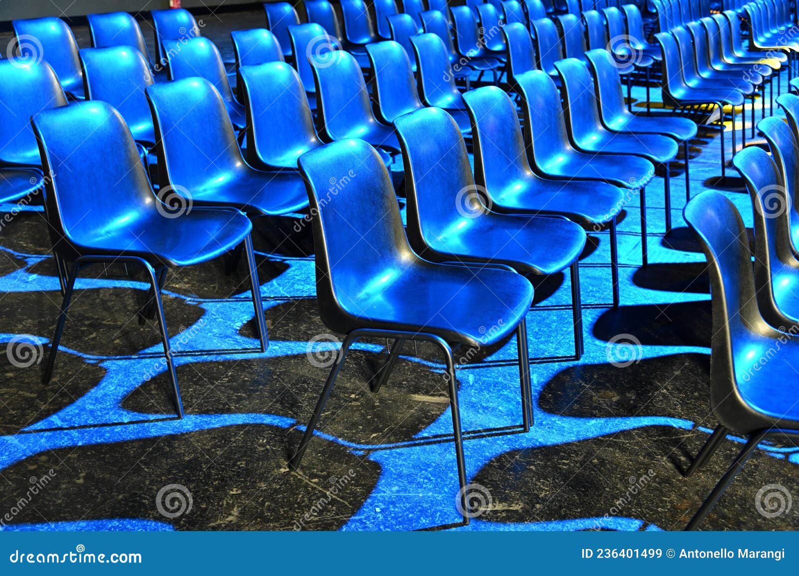 Empty Audience Seats Arranged in Rows Selective Focus Stock Image ...