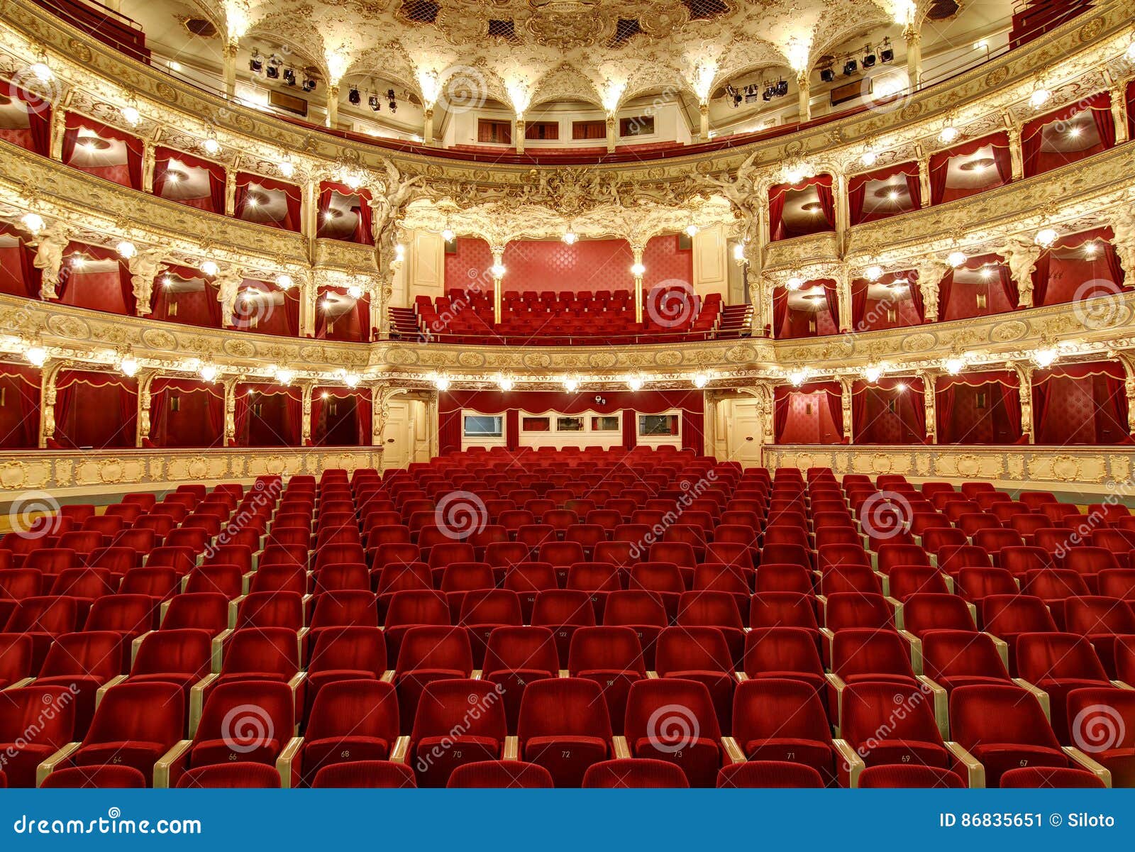 Empty Auditorium in the Theatre Stock Image - Image of ornate, indoor ...