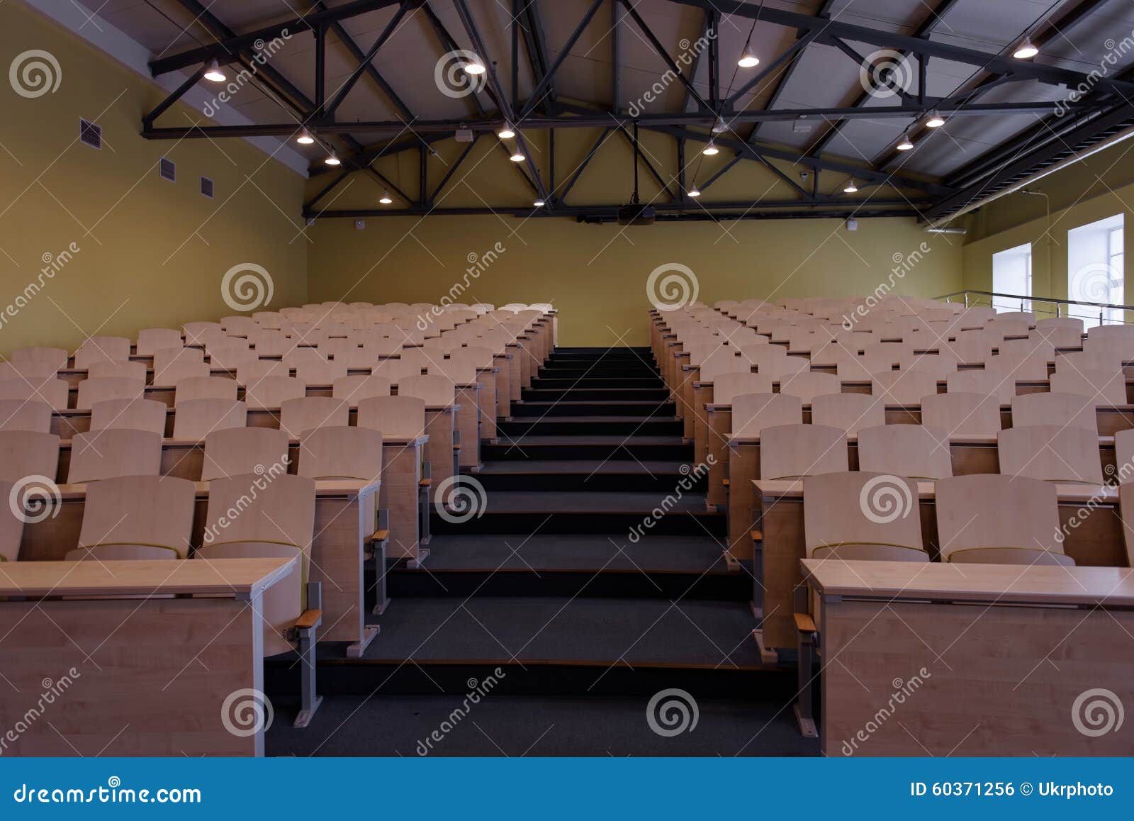 Empty Auditorium With Gray Plastic Chairs In An Ancient Amphitheater ...