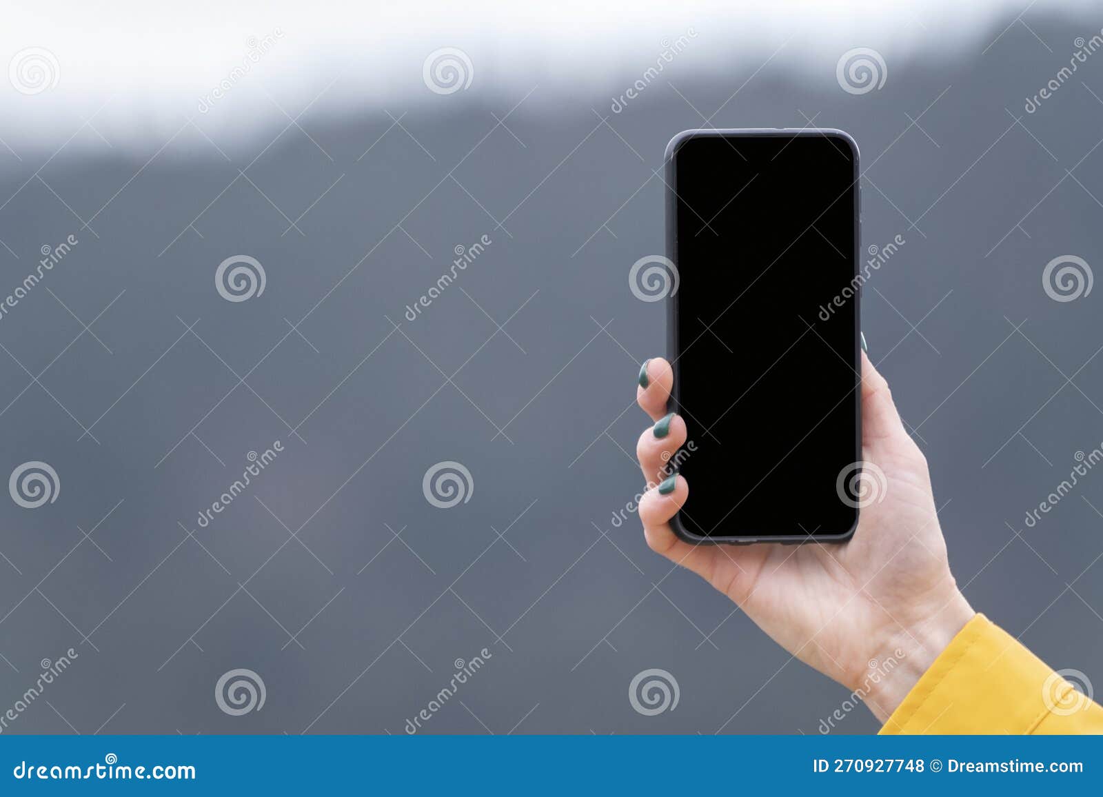 Empty Back Screen of Smartphone in Womans Hand . Space for Text. Phone ...