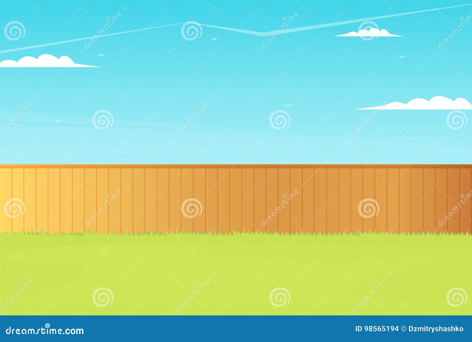 Empty Backyard With Fence Vector Illustration | CartoonDealer.com #98565194