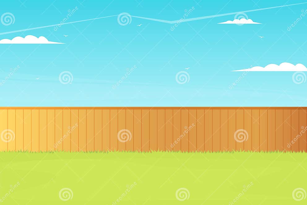 Empty backyard with fence stock vector. Illustration of outdoor - 98565194