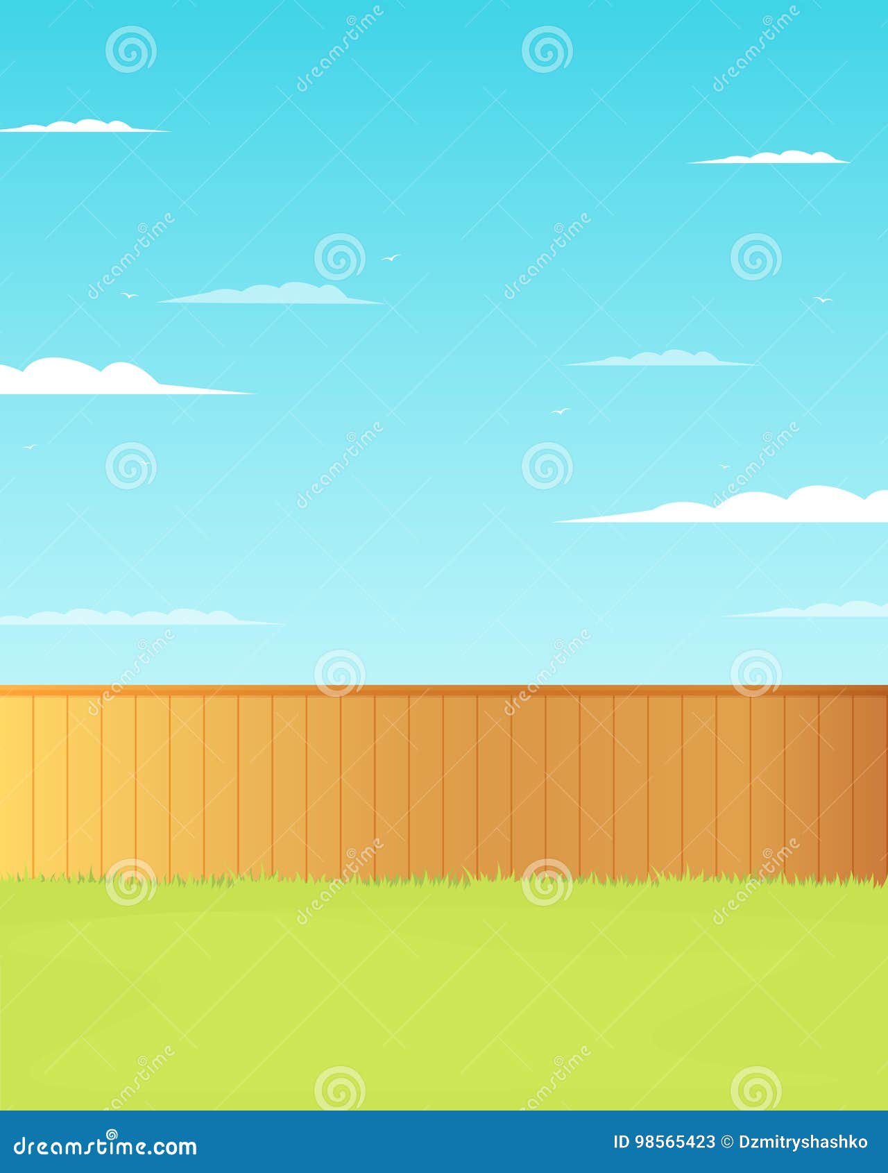 Empty Backyard With Fence Vector Illustration | CartoonDealer.com #98565194