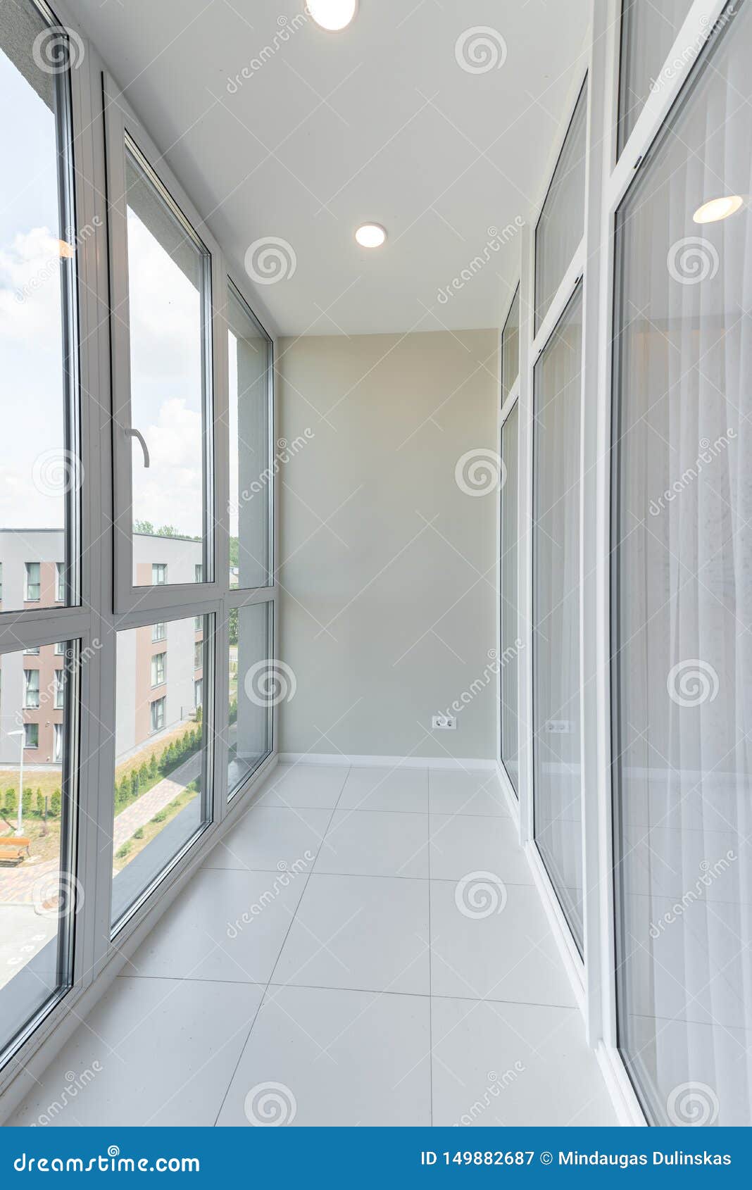 Empty Balcony at Home. Interior Stock Image - Image of white, house ...