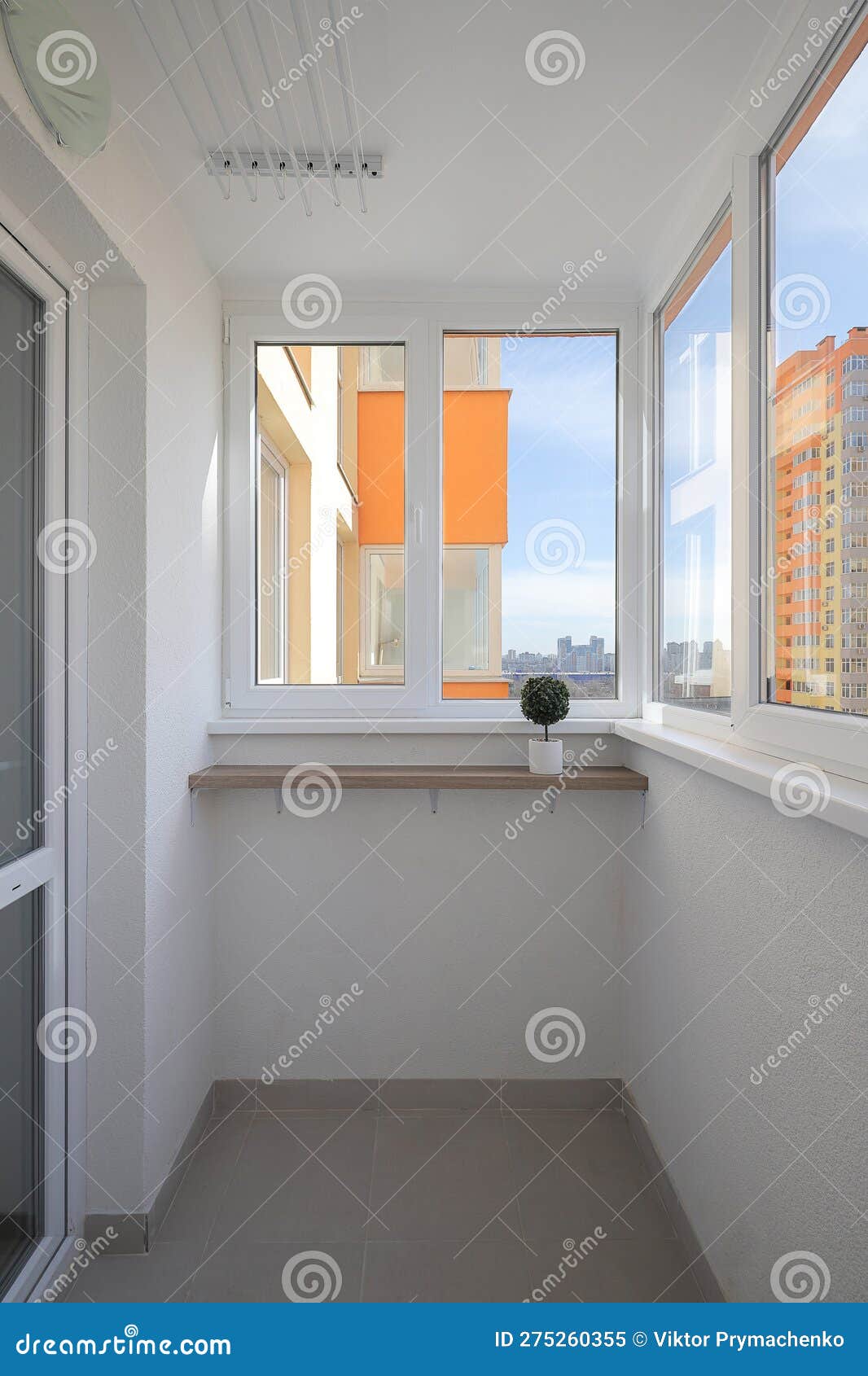 Empty Balcony Interior in an Apartment Building Stock Image - Image of ...