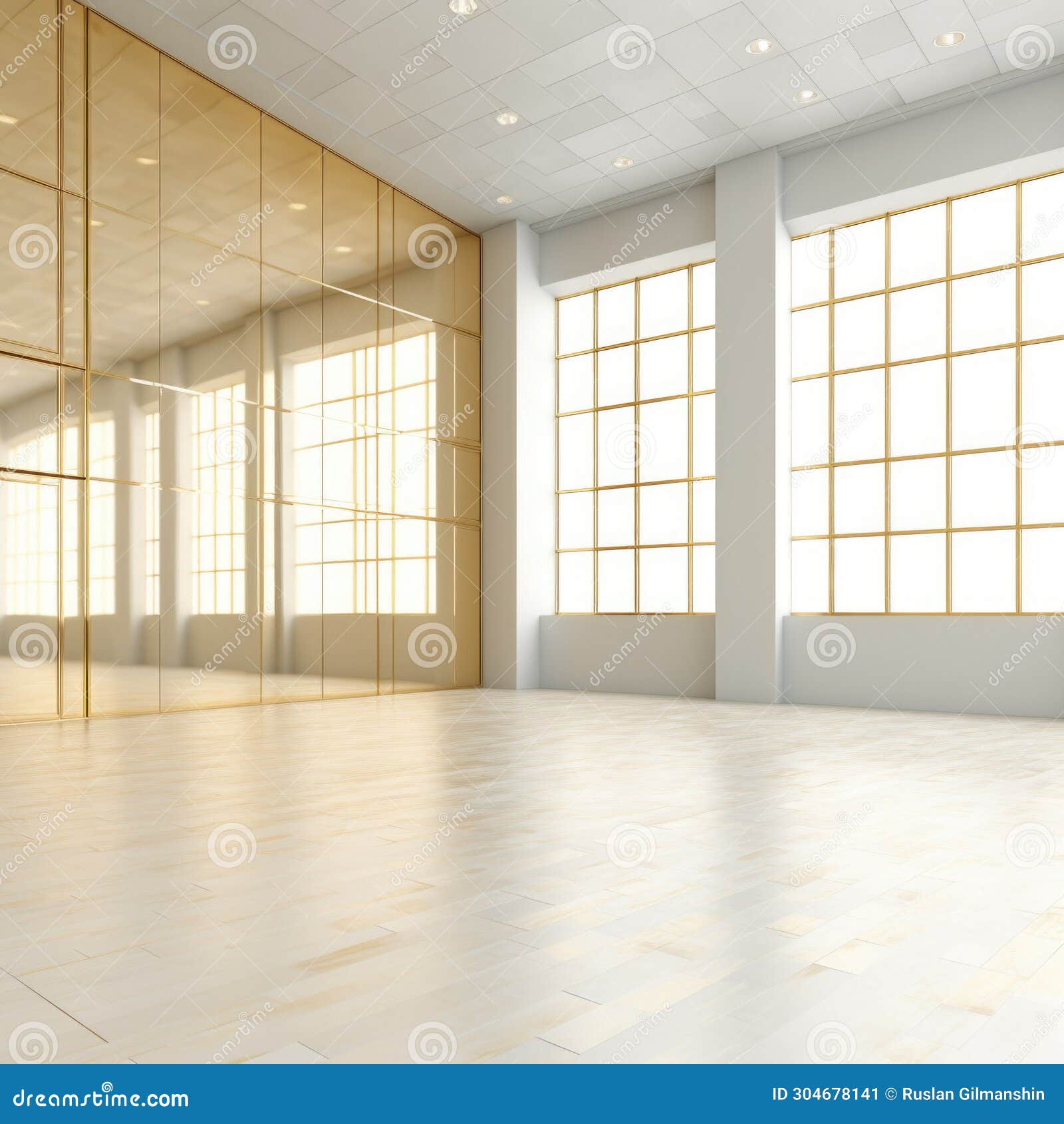 Empty Ballet Dance Room with Copy Space Stock Illustration ...