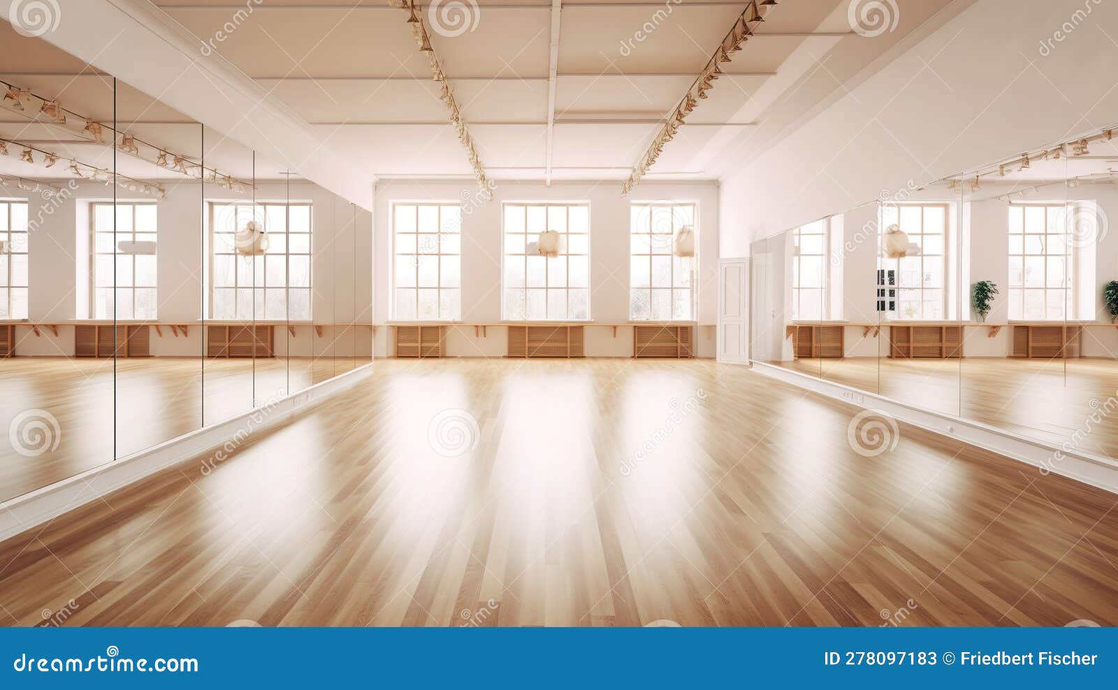 An Empty Ballet Dance Studio with Wooden Floor. Generative AI Image ...
