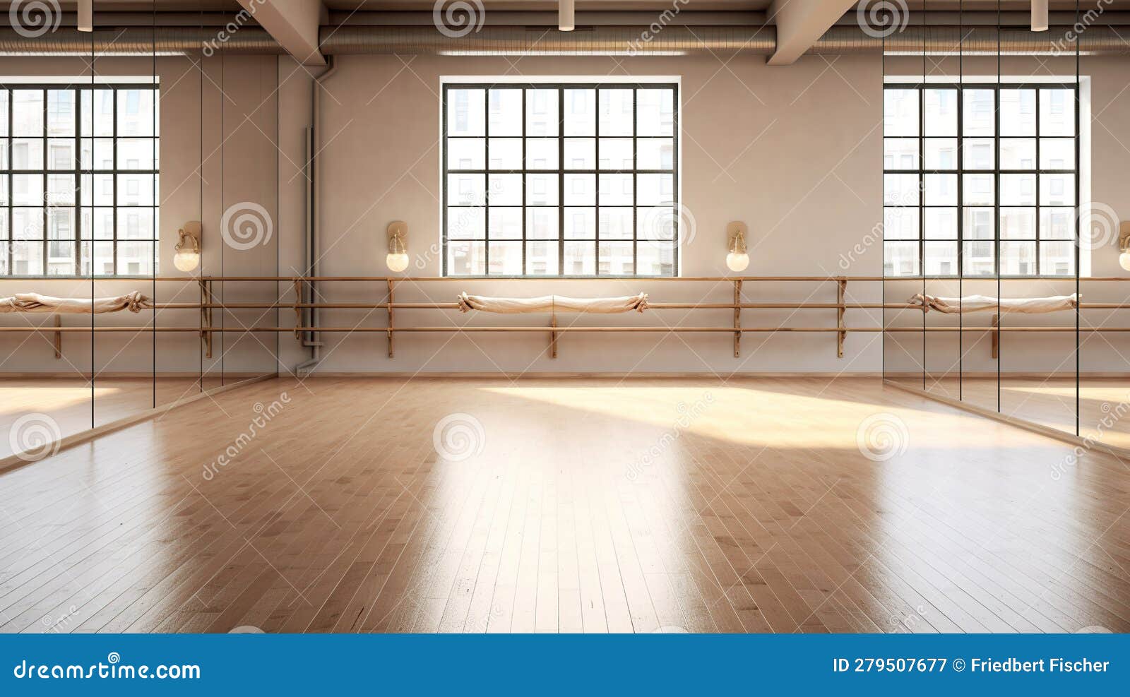 An Empty Ballet Dance Studio with Wooden Floor. Generative AI Image ...