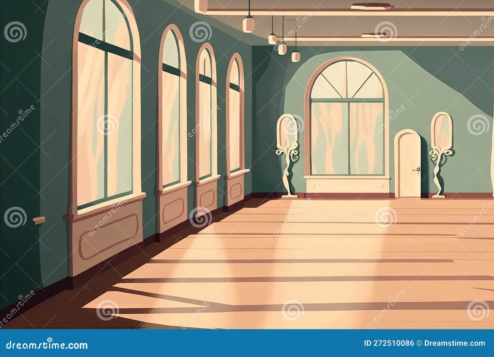 Empty Ballet Studio with Copy Space Stock Illustration - Illustration ...