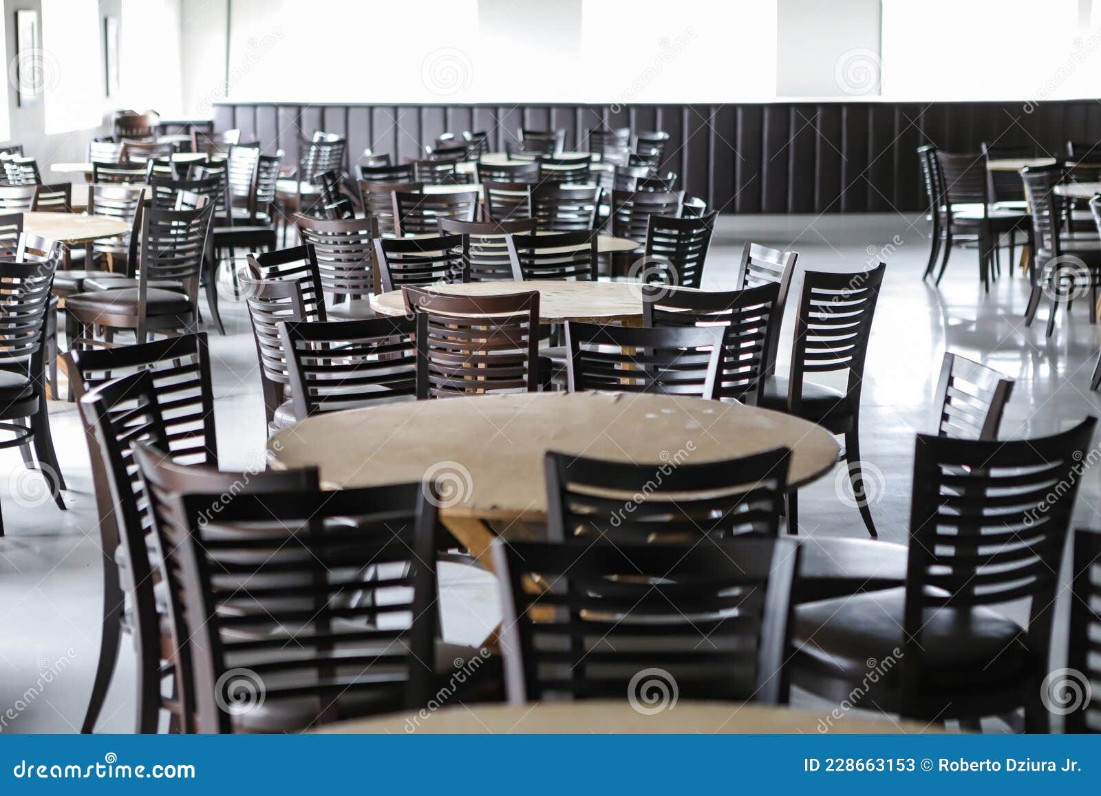Empty Ballroom, with Several Round Tables Stock Image - Image of chairs ...