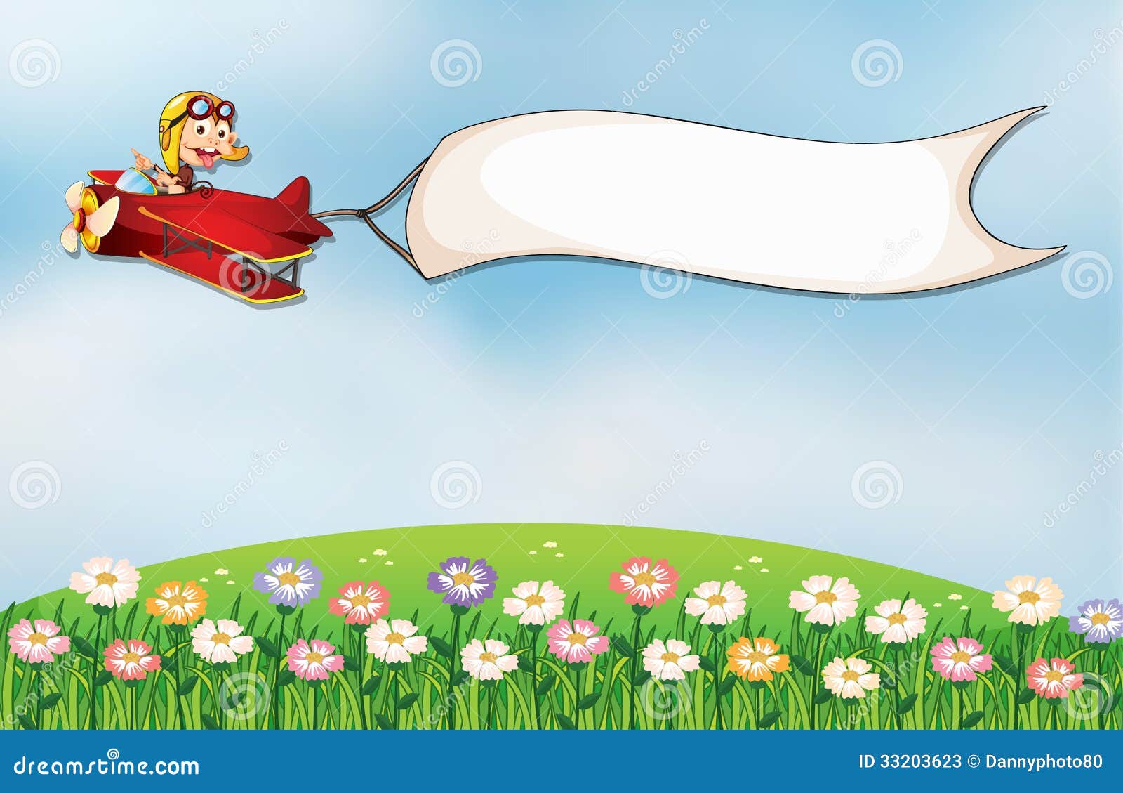 The Empty Banner Carried by the Plane Stock Vector - Illustration of ...