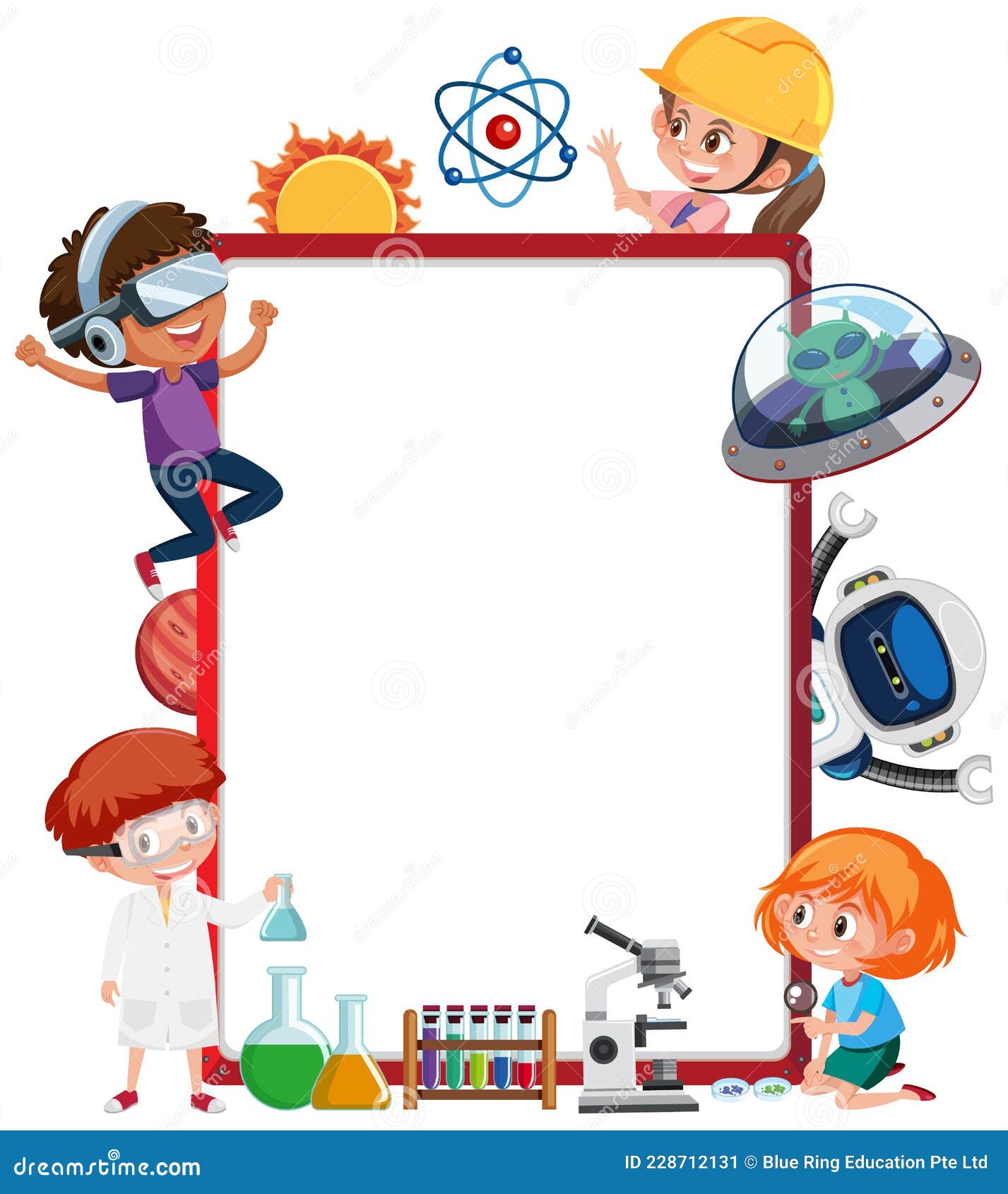 Empty Banner with Kids in Technology Theme Stock Vector - Illustration ...