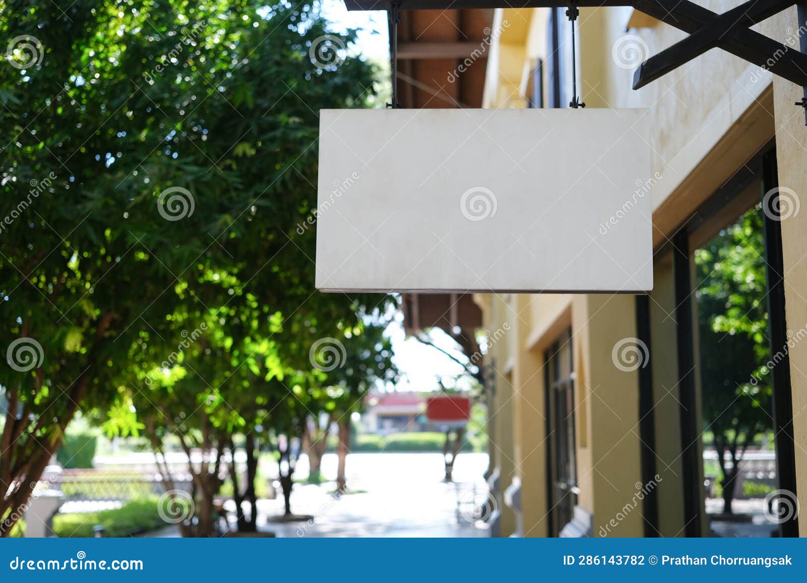 Empty Banner Sign on Store with Blank Space for You Stock Photo - Image ...