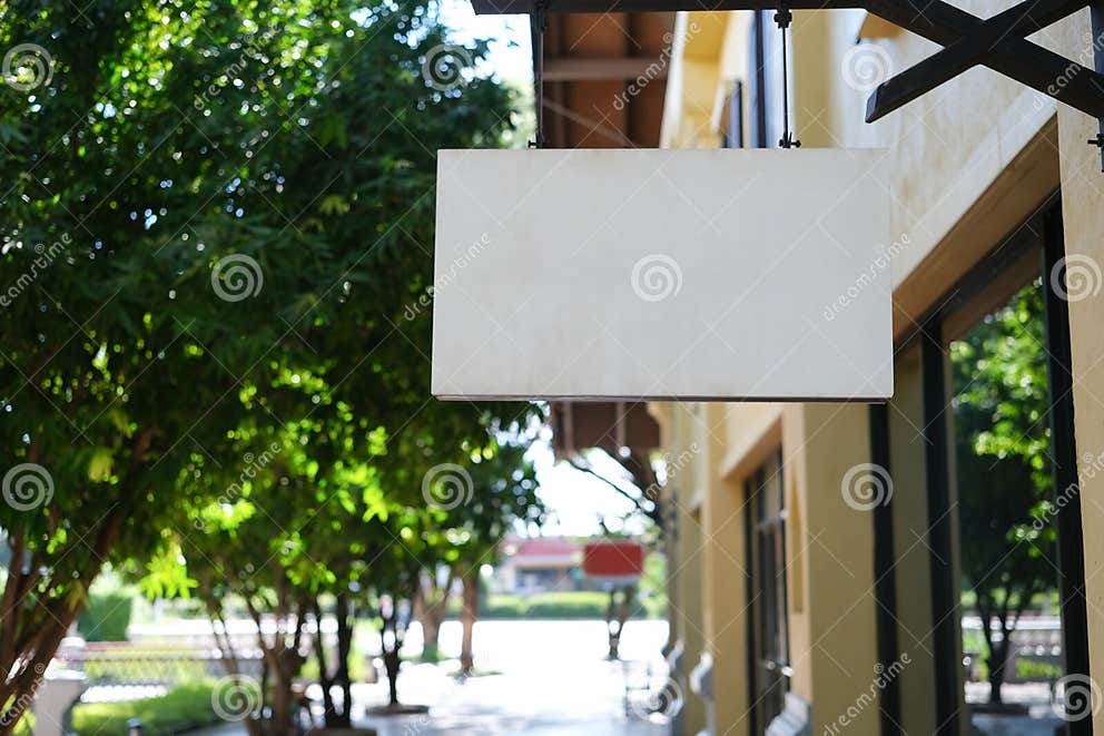 Empty Banner Sign on Store with Blank Space for You Stock Photo - Image ...