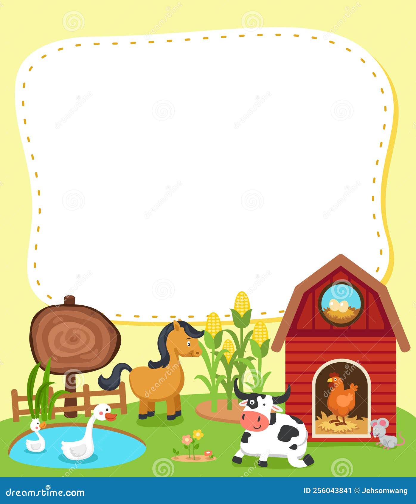 Empty Banner Template with Farm Animals Stock Vector - Illustration of ...