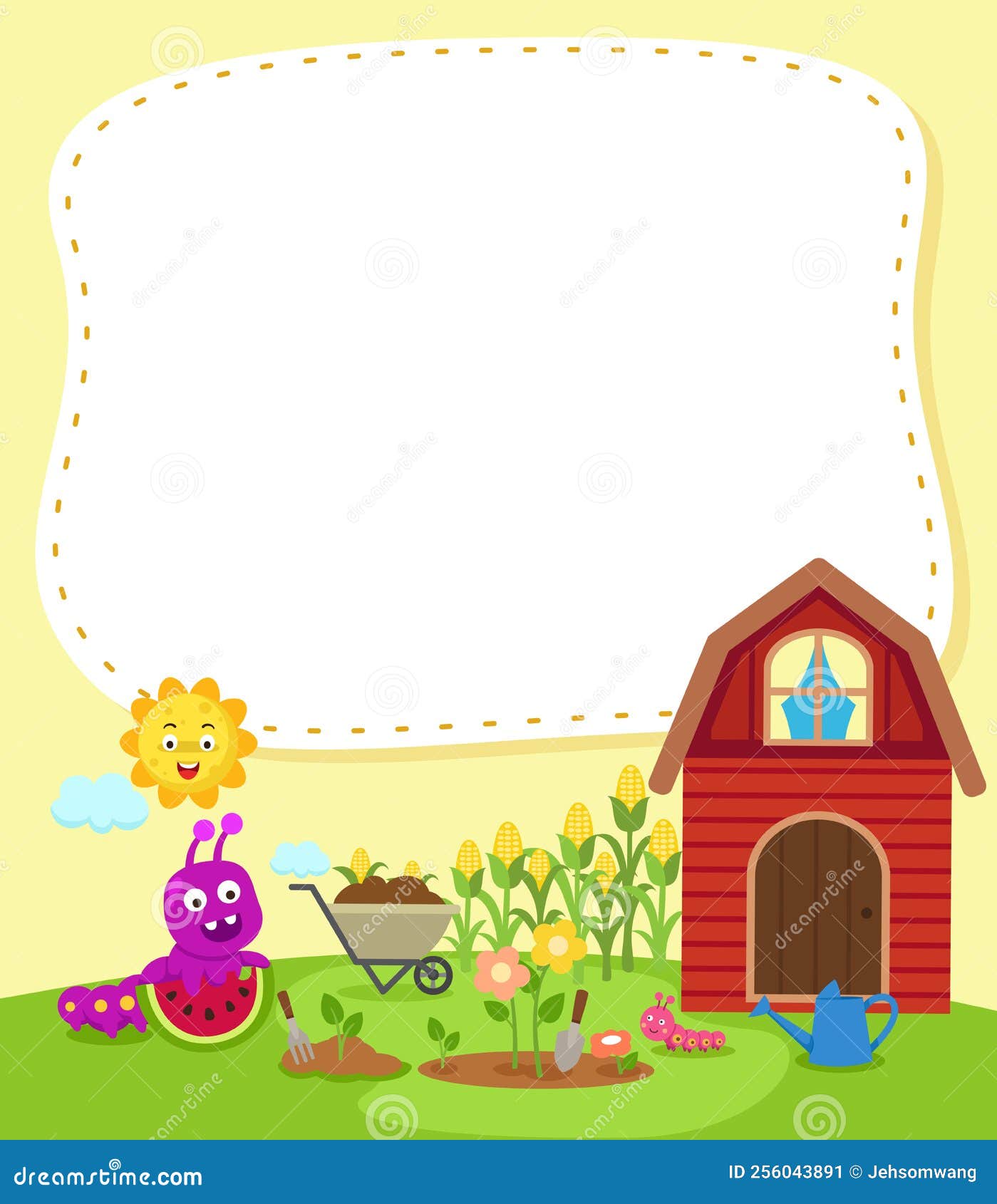 Empty Banner Template with Garden Scene Stock Vector - Illustration of ...