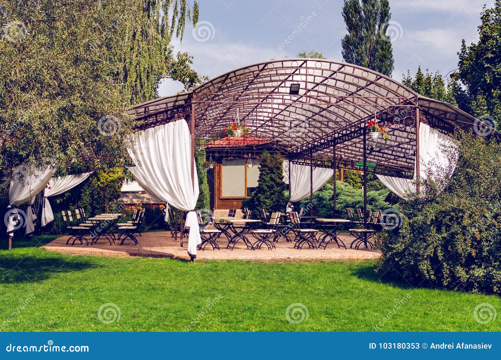 Empty Banquet Hall in the Open Air on a Summer Day Stock Image - Image ...