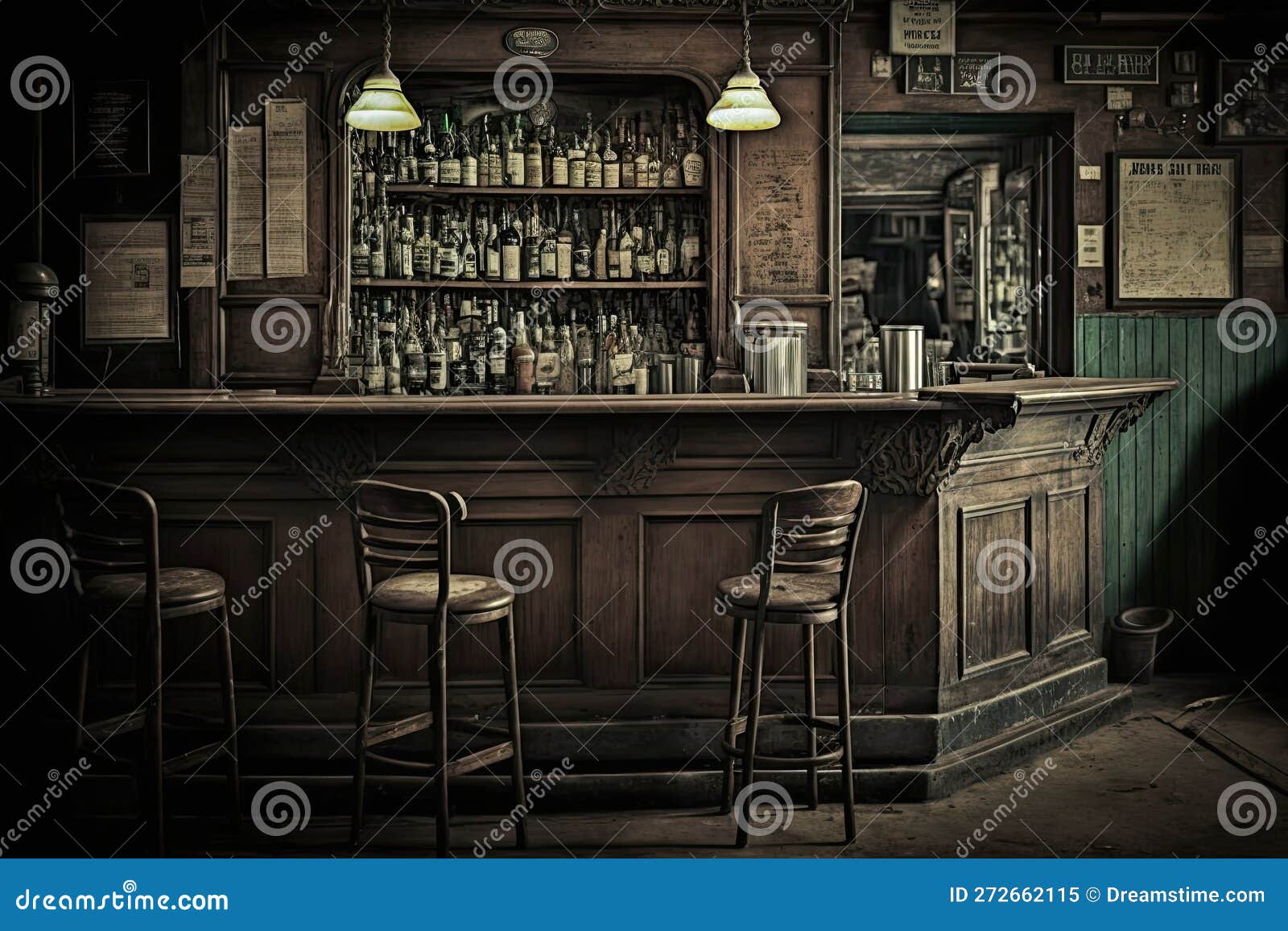 Modern empty bar stock illustration. Illustration of interior - 272662115