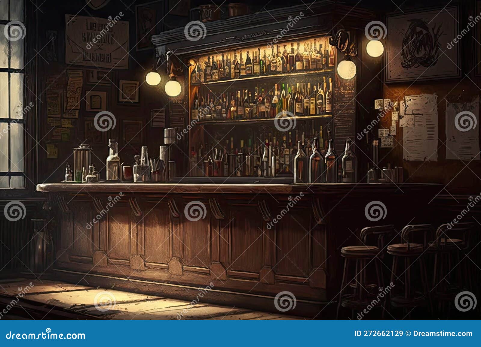 Modern empty bar stock illustration. Illustration of drink - 272662129