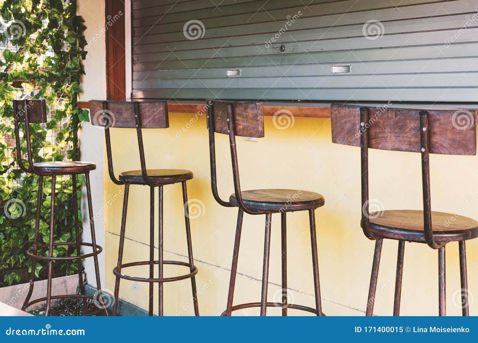 Empty Bar - Stools at the Closed Bar Counter Stock Image - Image of ...