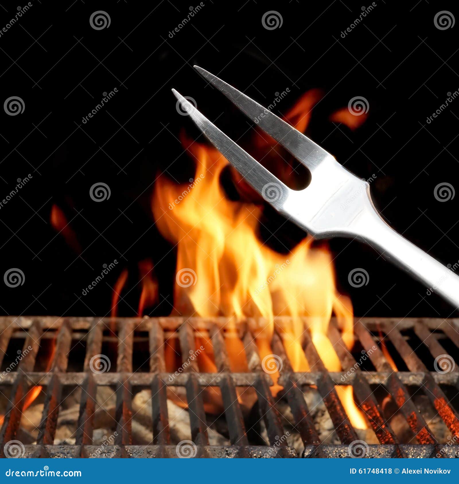 Hot Empty Barbecue BBQ Grill With Bright Flaming Fire, Ember Charcoal ...
