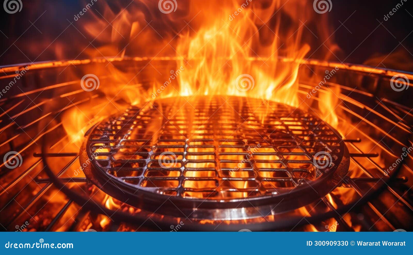 Empty of Barbecue Grill with Fire Flames, Fire Grid Stock Illustration ...