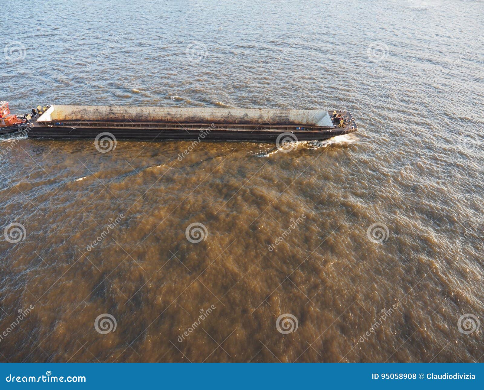 Empty barge in Hamburg editorial stock photo. Image of europe - 95058908