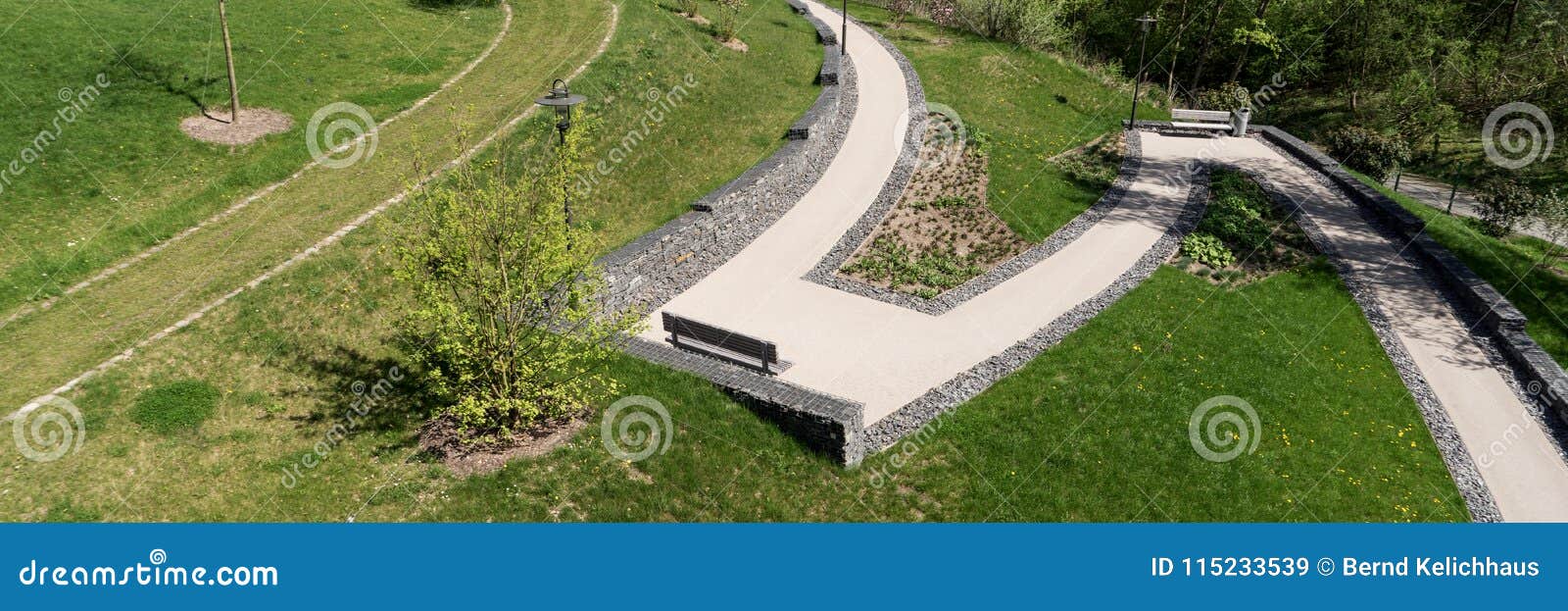 Barrier-free Path in the Landscape Garden Stock Image - Image of ...