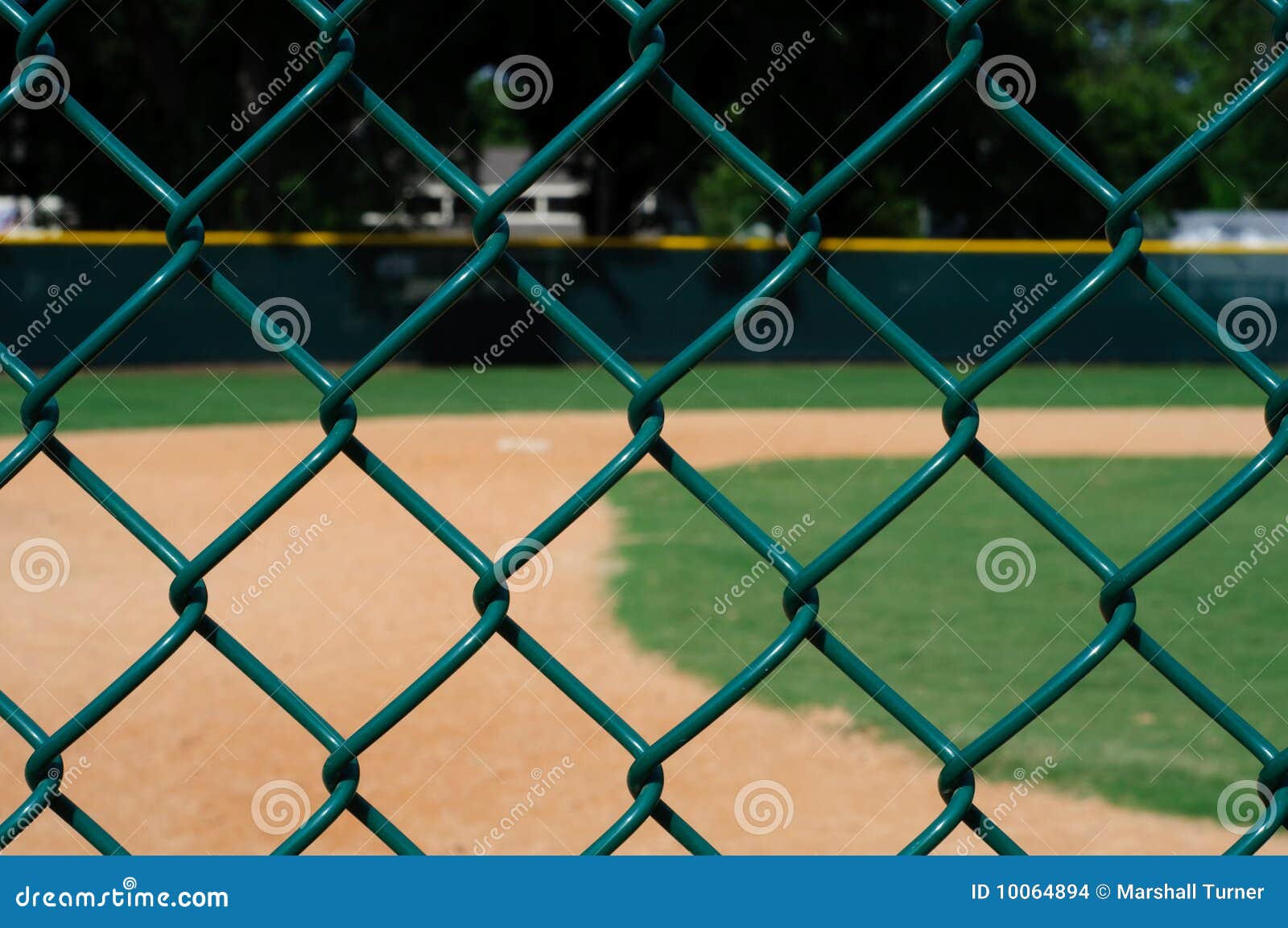 Empty Baseball Field through Fence Stock Photo - Image of summer ...