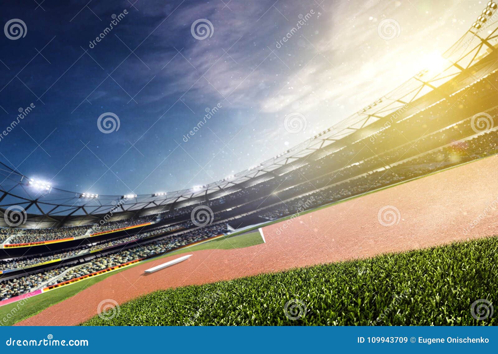 Empty Baseball Stadium 3d Render Panorama Stock Image - Image of ...