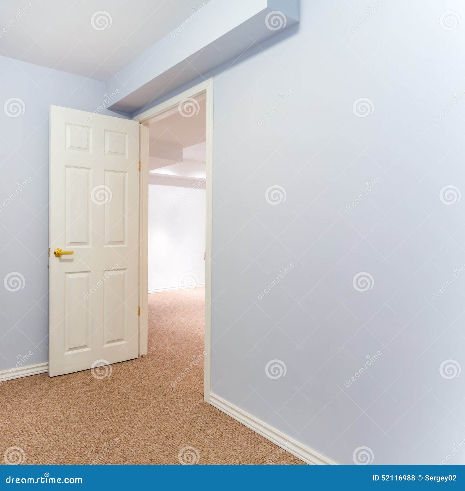 Empty Basement Bedroom Interior Design Stock Photo - Image of wall ...