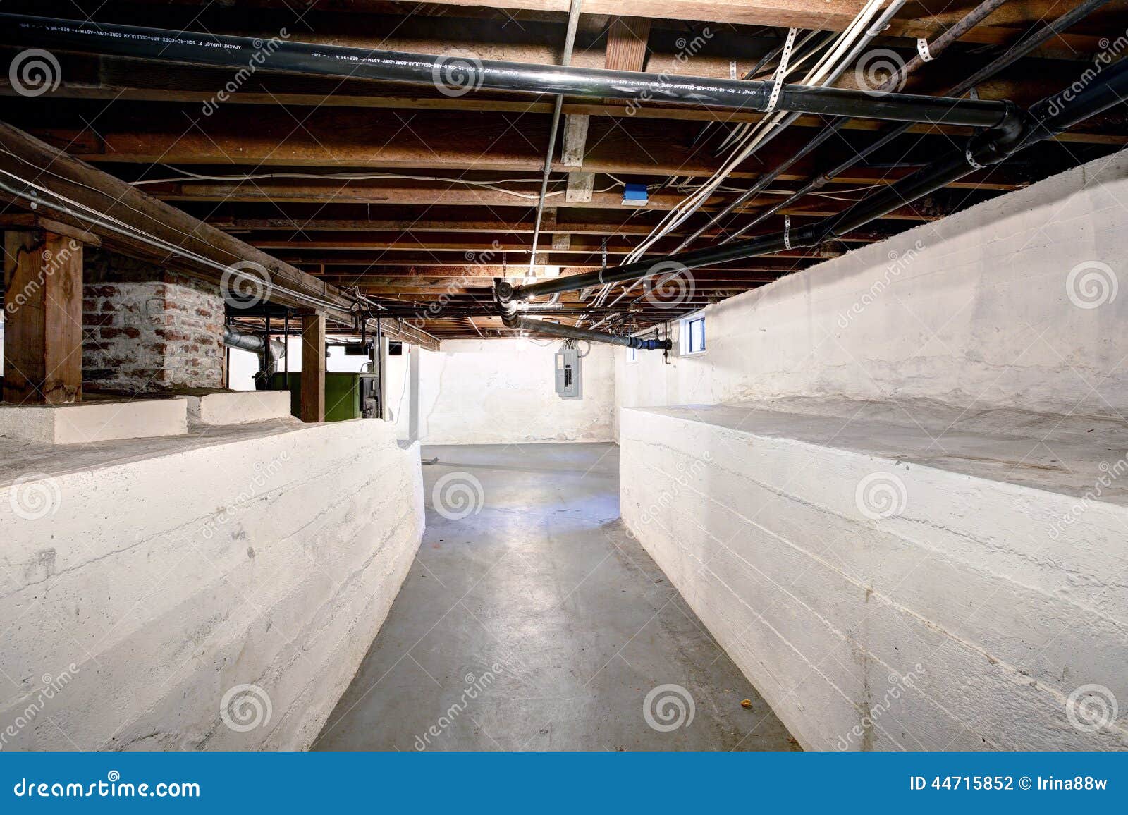 Empty Basement in Old House with White Walls Stock Photo - Image of ...