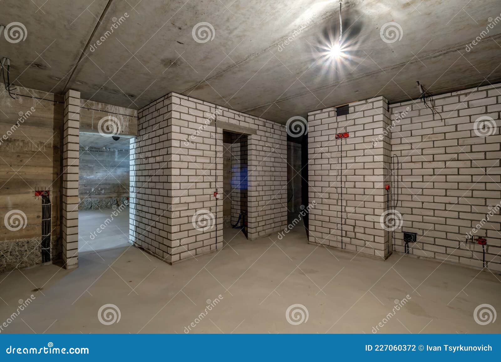 Empty Basement Room with Minimal Preparatory Repairs. Interior with ...